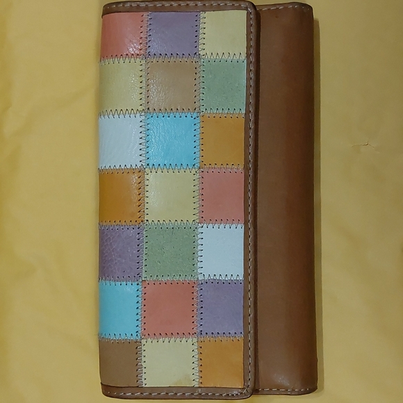 Fossil | Bags | Fossil Multi Colored Patchwork Print Wallet | Poshmark